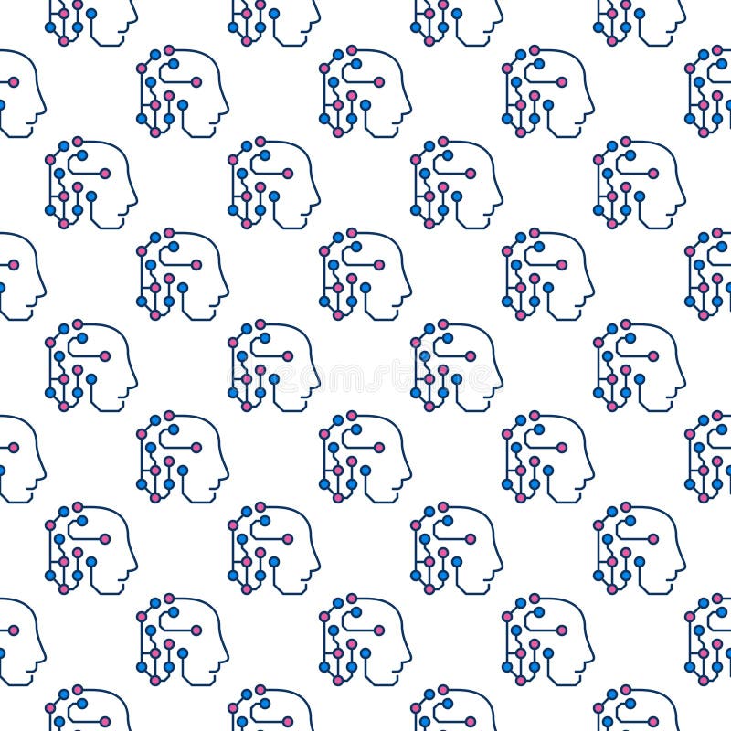 Robot Head with Circuits Vector AI Colored Seamless Pattern Stock Illustration - Illustration of ...