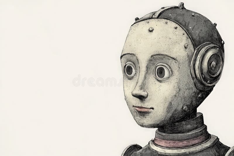 Robot Head with Unique Design and Expressive Eyes in an Artistic Style ...