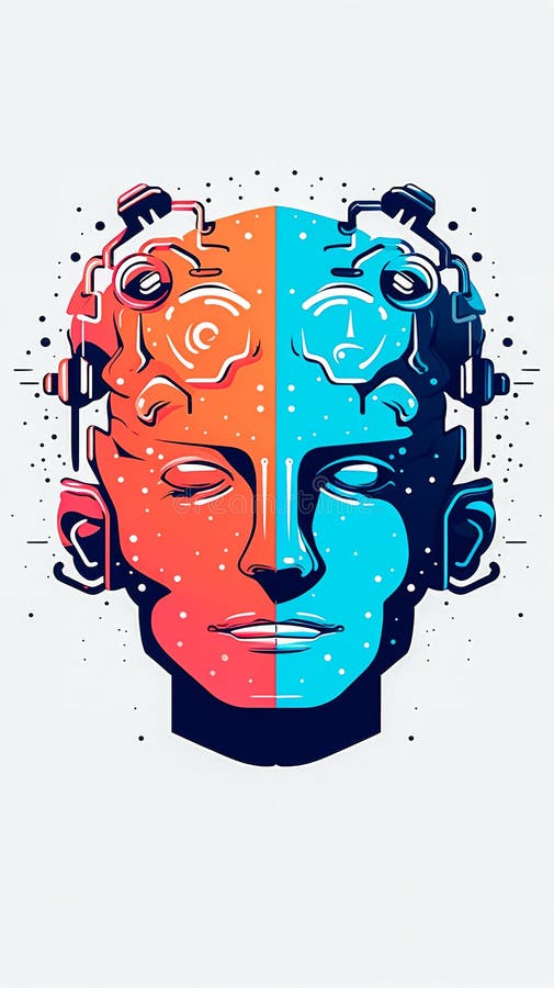 Robot Head, Flat Design, Robot Training, Generative AI. Stock Photo ...