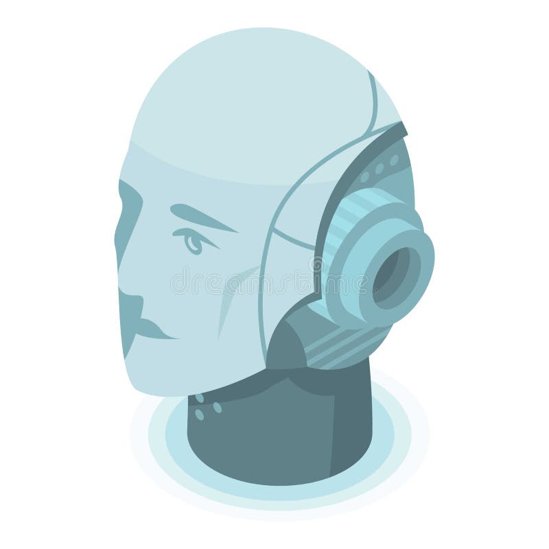 Robot Head Icon, Black Monochrome Style Stock Vector - Illustration of ...