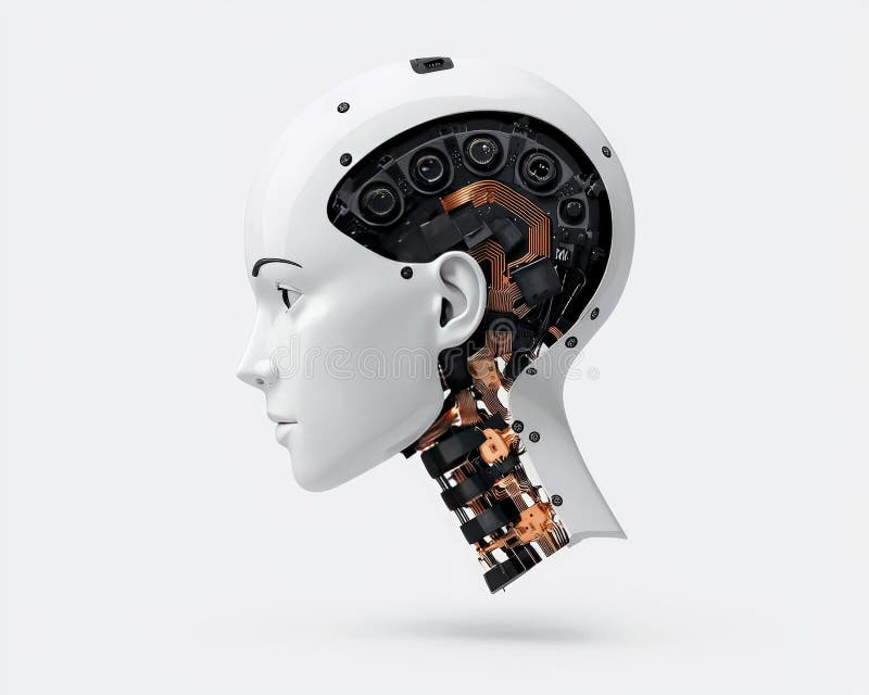 Robot Head with Intricate Mechanism Details Stock Illustration ...