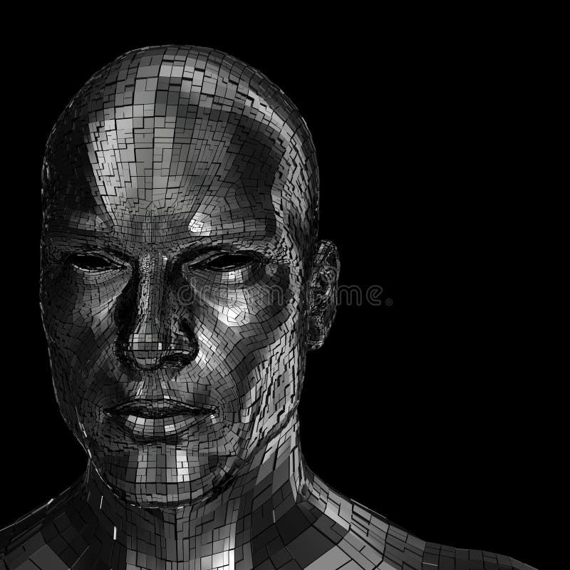 Robot Face Looking Front On Camera Stock Illustration - Illustration of ...