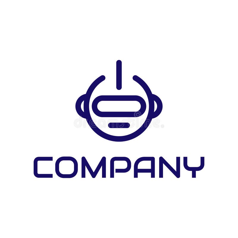 Robot Head with Power Button Logo Design Stock Vector - Illustration of ...