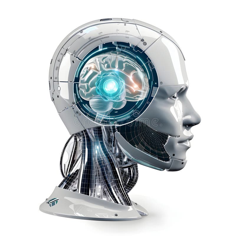Robot Head Showing Brain Activity Using Artificial Intelligence Stock ...
