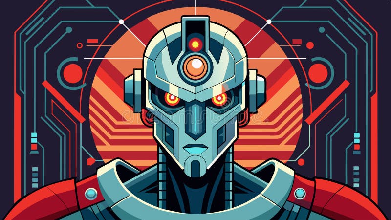 Robot Head with Technology Face Scanning Stock Vector - Illustration of ...