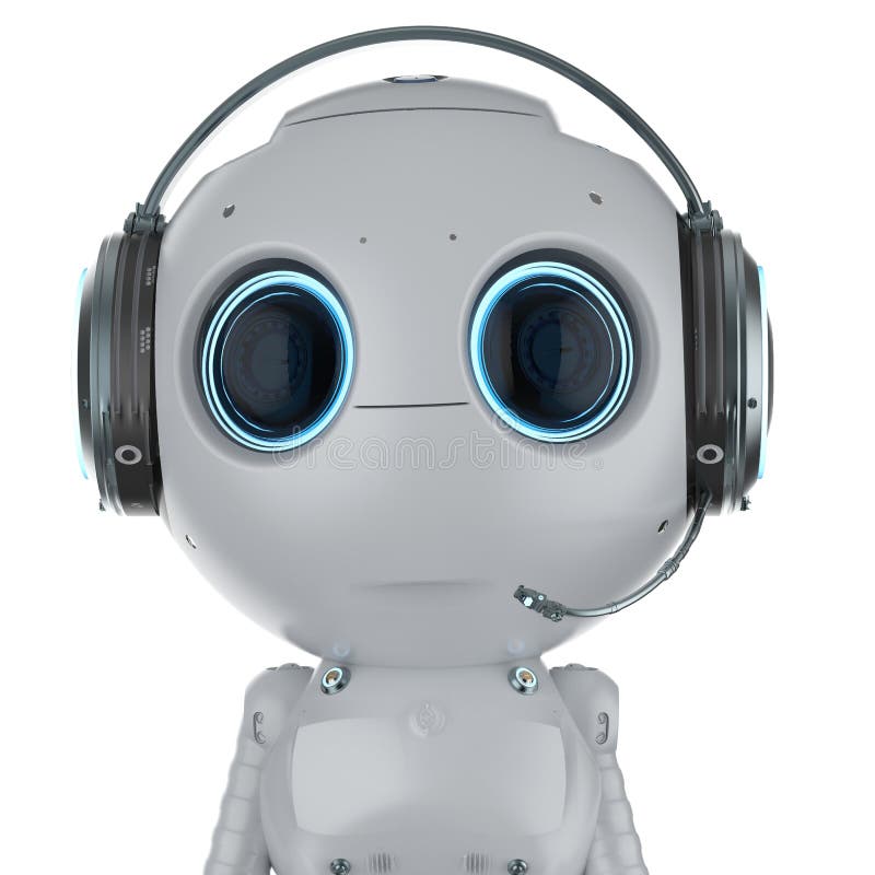 Robot with headset stock illustration. Illustration of automation ...
