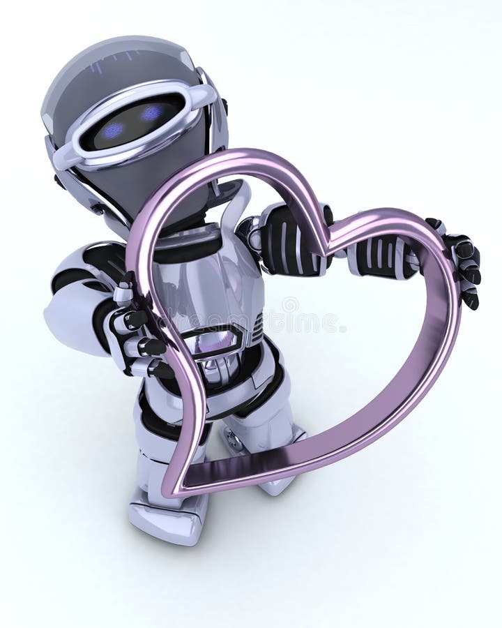 Robot with heart charm stock illustration. Illustration of cyborg ...