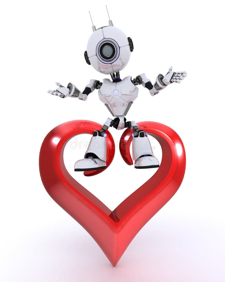 Robot with heart charm stock illustration. Illustration of cyborg ...