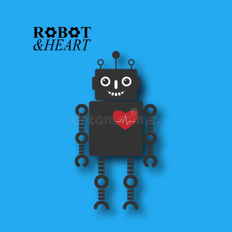 Robot with heart stock illustration. Illustration of iron - 76848208