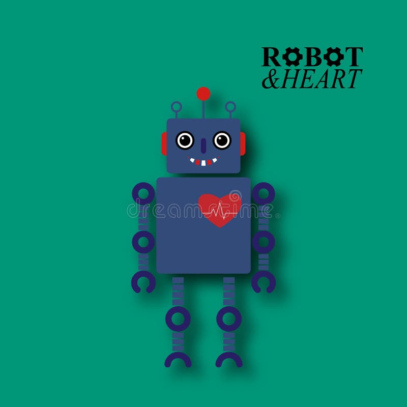 Robot with heart stock illustration. Illustration of heart - 76848443