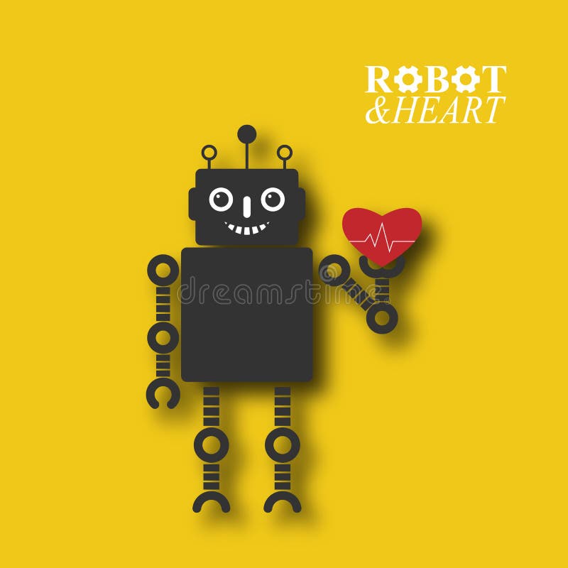 Robot with heart stock illustration. Illustration of finger - 76848453