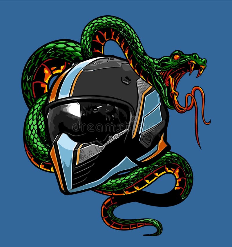 Robot Helmet Wrapped in Snake Stock Vector - Illustration of head ...