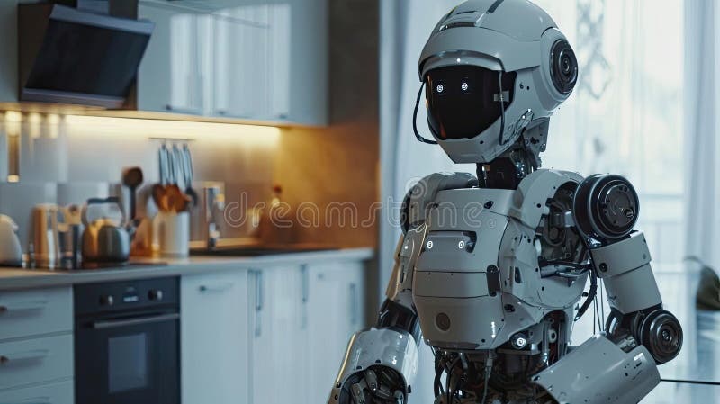 Robot Helper Helps in the Kitchen Stock Photo - Image of equipment ...