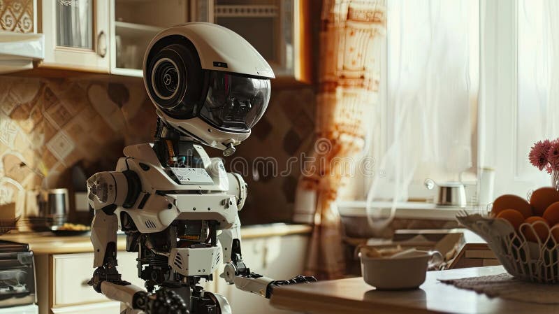 Robot Helper Helps in the Kitchen Stock Photo - Image of cyborg, modern ...