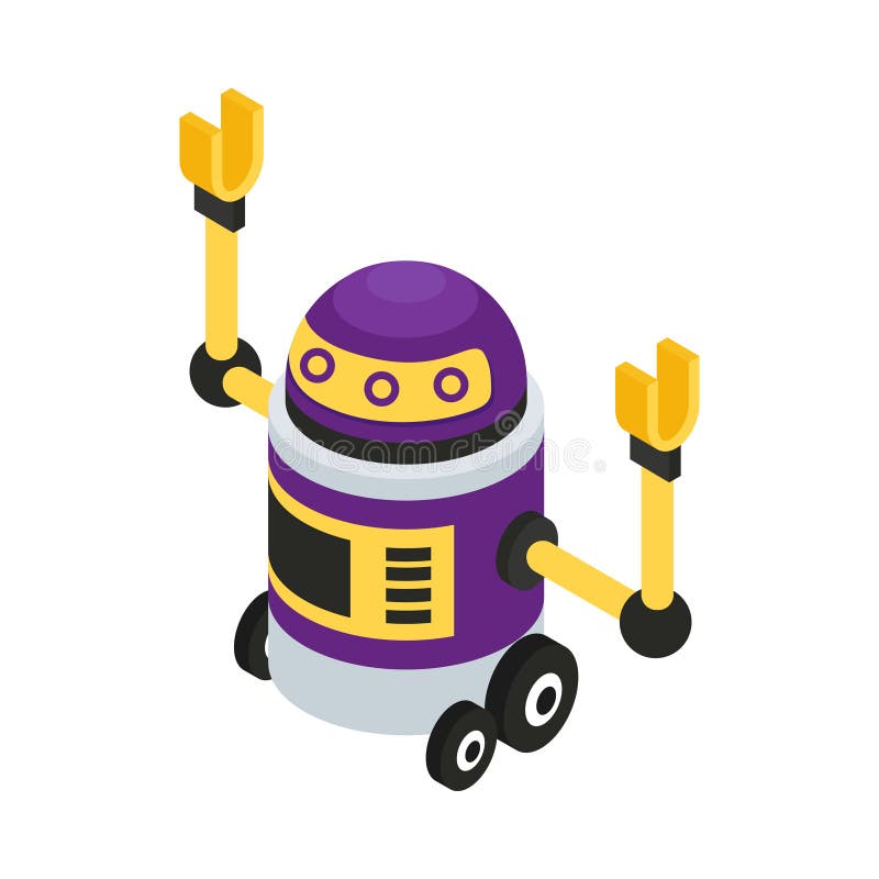 Robot on Wheels Cartoon Comic Character Stock Vector - Illustration of ...