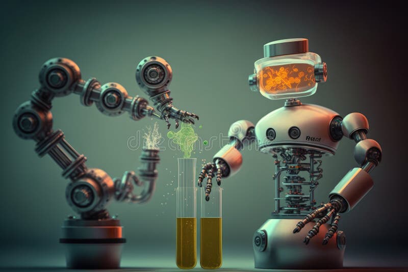 Robot Helping Scientist with Delicate Experiment, Using Its Mechanical ...