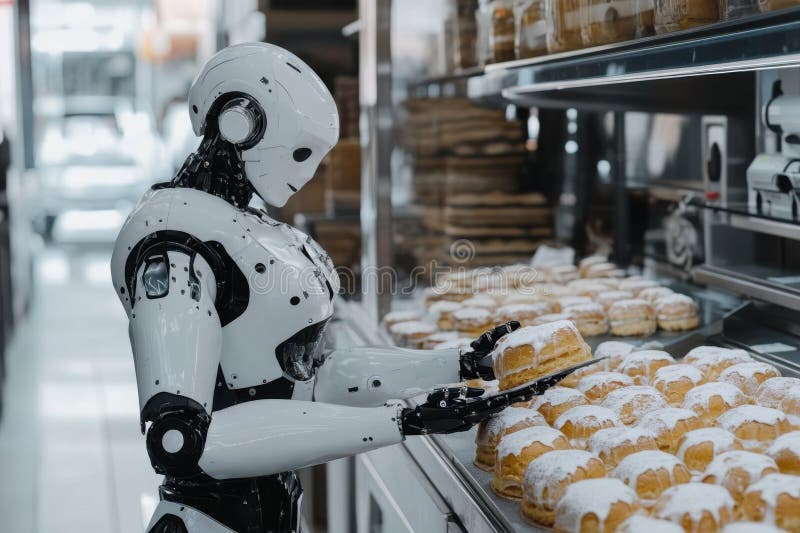 Robot Helps Customers in a Bakery while Selecting Desserts for Display ...