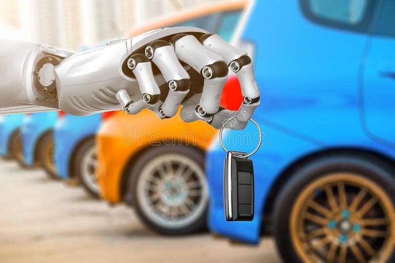 Robot Hold Car Key or Car Remote Control Stock Photo - Image of ...