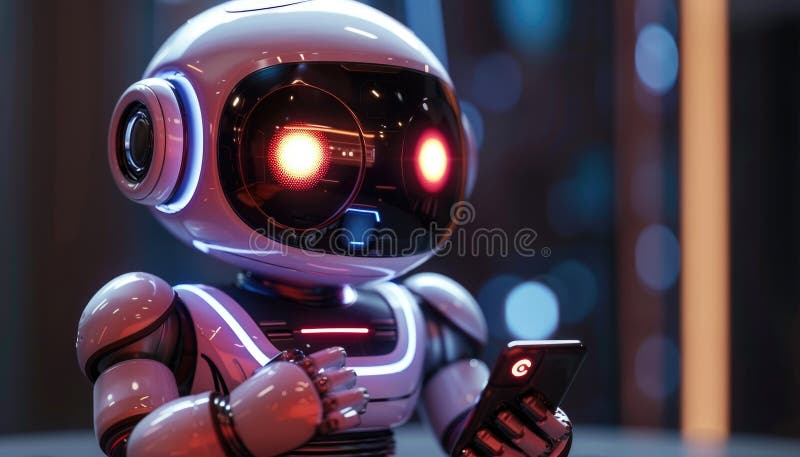 A Robot is Holding a Cell Phone in Its Hand by AI Generated Image Stock ...