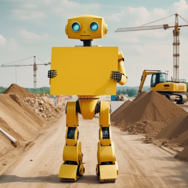 Robot Holding a Customizable Panel for Roadwork Signs on a Road ...