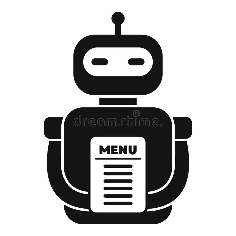 Robot Holding a Digital Menu for Online Ordering Icon Stock Vector ...