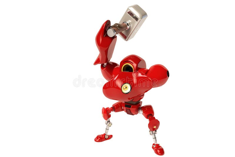 Robot with hammer stock illustration. Illustration of modern - 16506664