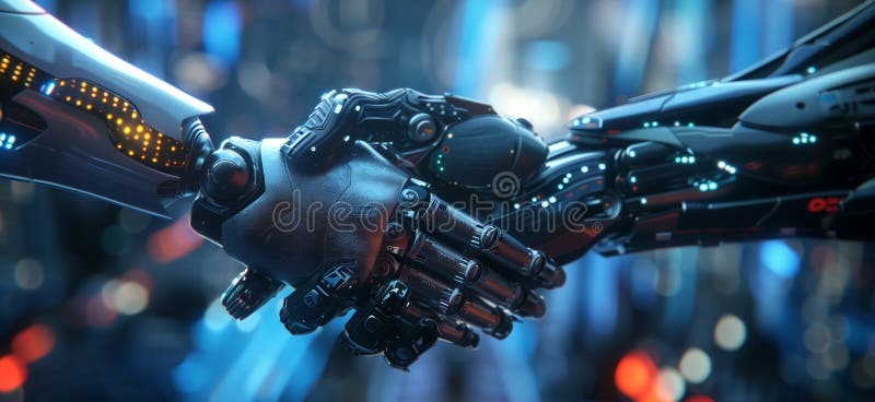 Robot Holding Hand Together and Making an Agreement, Generative AI ...
