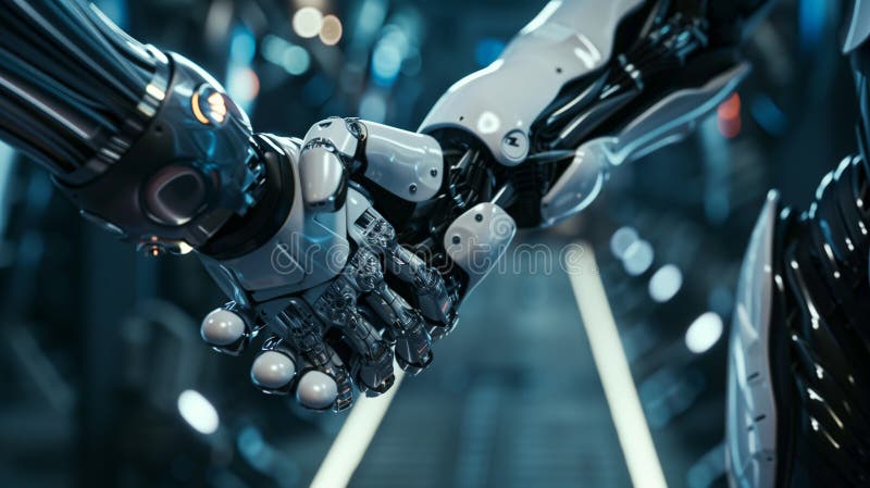 Robot Holding Hands Together and Making Agreement Stock Photo - Image ...