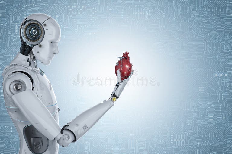 Robot holding heart stock illustration. Illustration of cyborg - 118066329
