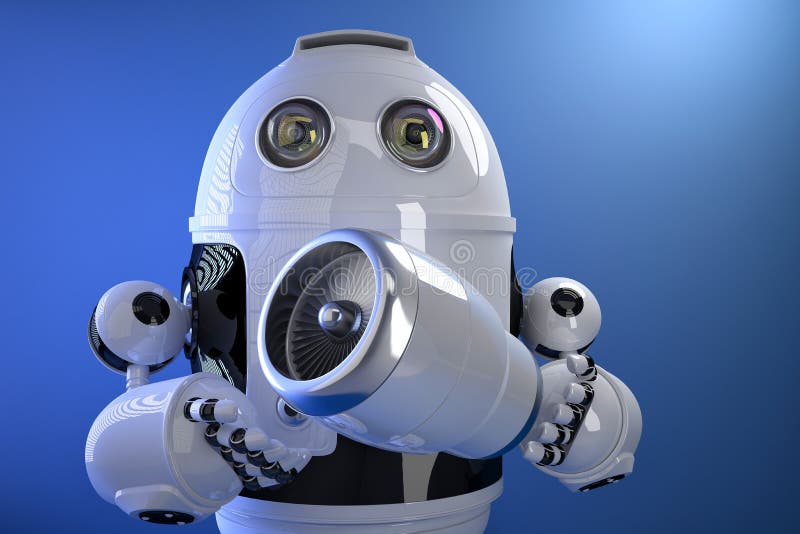Robot Holding a Jet Engine. Technology Concept Stock Illustration ...