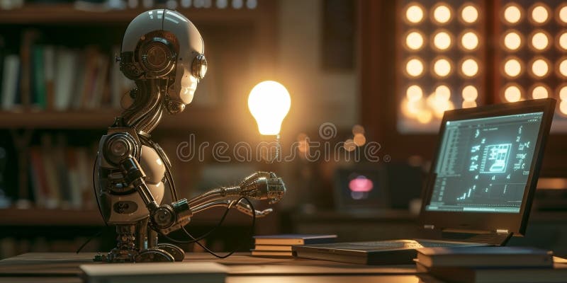 Robot, Light Bulb, in Unreal Engine Style, with Captivating Glimmers ...
