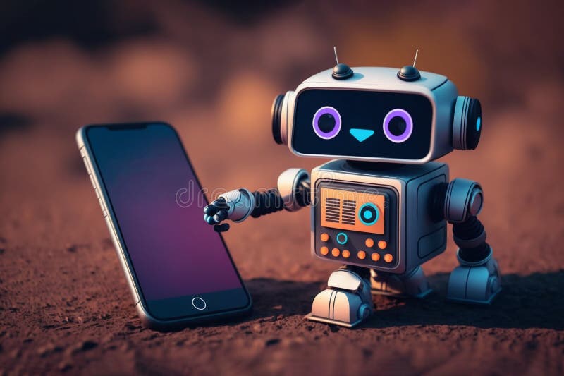 Robot Holding on the Phone AI Generation Stock Illustration ...
