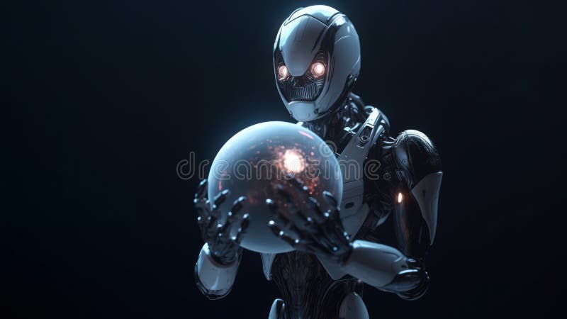 Robot Holding Planet Earth, Cyborgs Rule the World Generative Ai Stock ...
