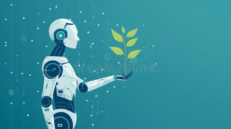 Robot Holding a Plant, Artificial Intelligence and Environmental ...