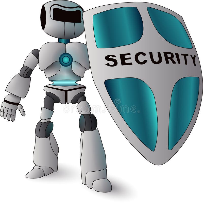 Robot Holding Shield, Internet and Data Security Concept. Stock ...