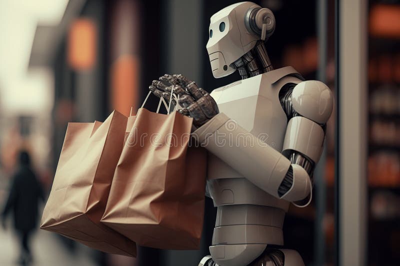 Artificial Inteligence Robot, Smart Robot Helping Humans with Shopping ...