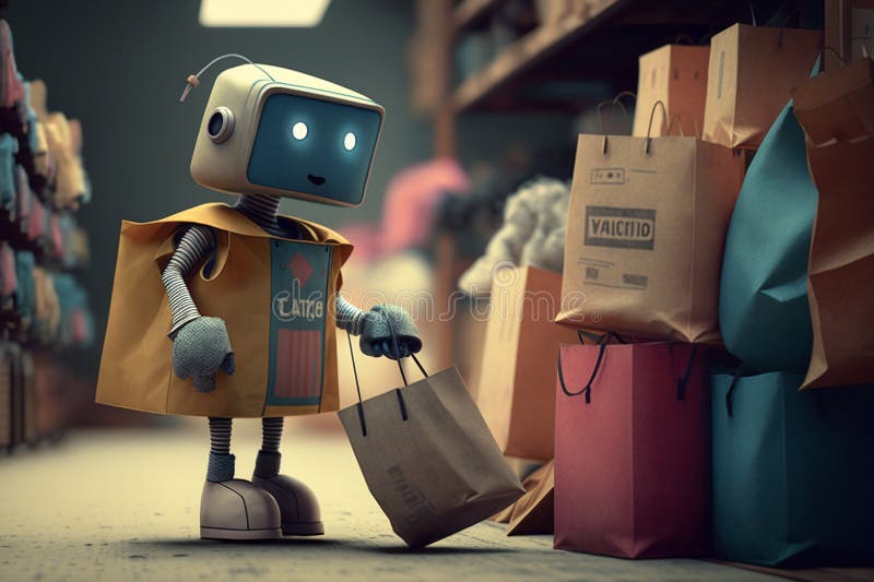 Artificial Inteligence Robot, Smart Robot Helping Humans with Shopping ...