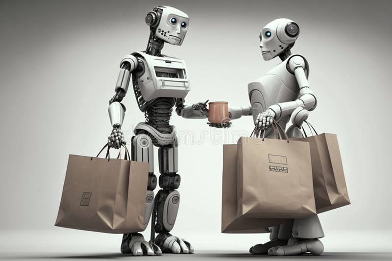 Artificial Inteligence Robot, Smart Robot Helping Humans with Shopping ...