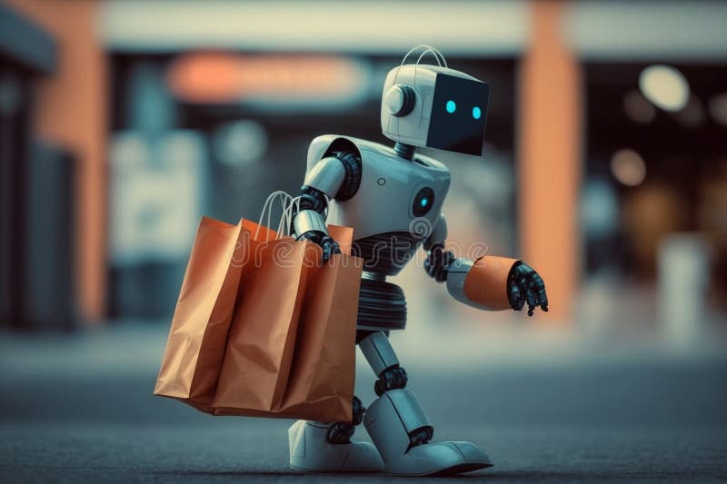 Artificial Inteligence Robot, Smart Robot Helping Humans with Shopping ...