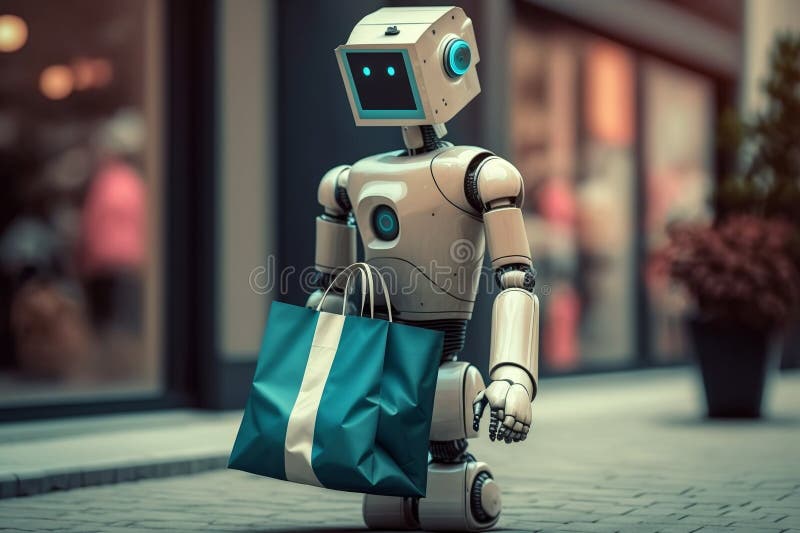 Artificial Inteligence Robot, Smart Robot Helping Humans with Shopping ...