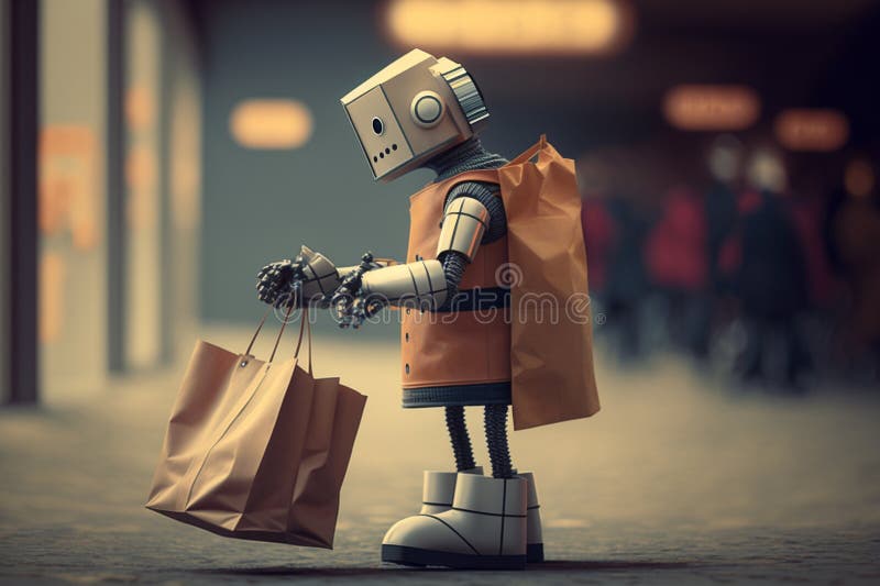 Artificial Inteligence Robot, Smart Robot Helping Humans with Shopping ...