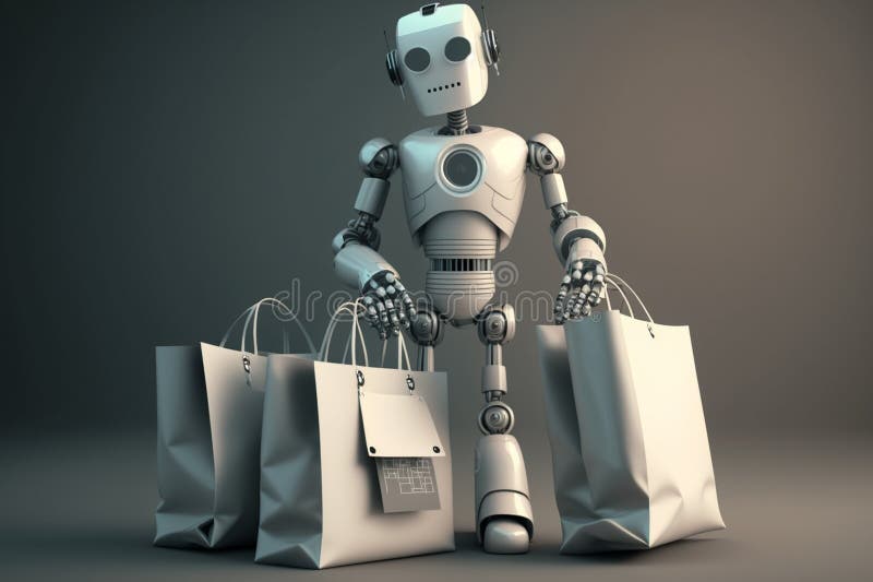 Artificial Inteligence Robot, Smart Robot Helping Humans with Shopping ...