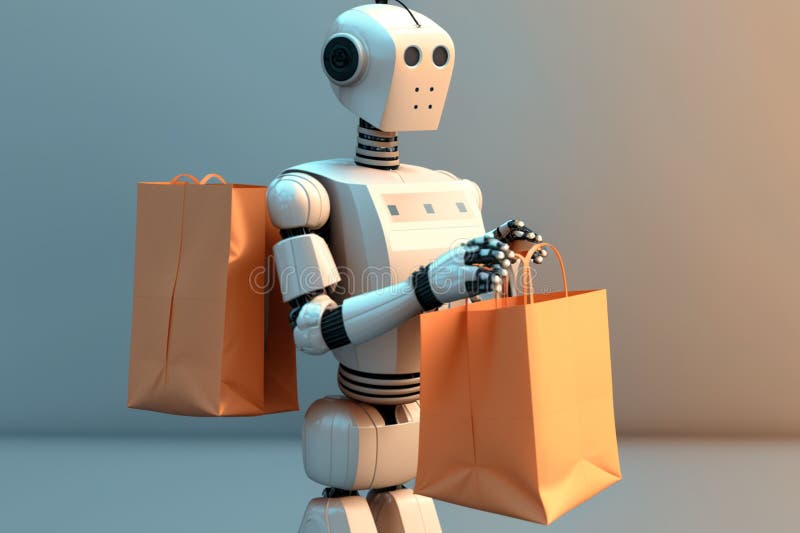 Artificial Inteligence Robot, Smart Robot Helping Humans with Shopping ...