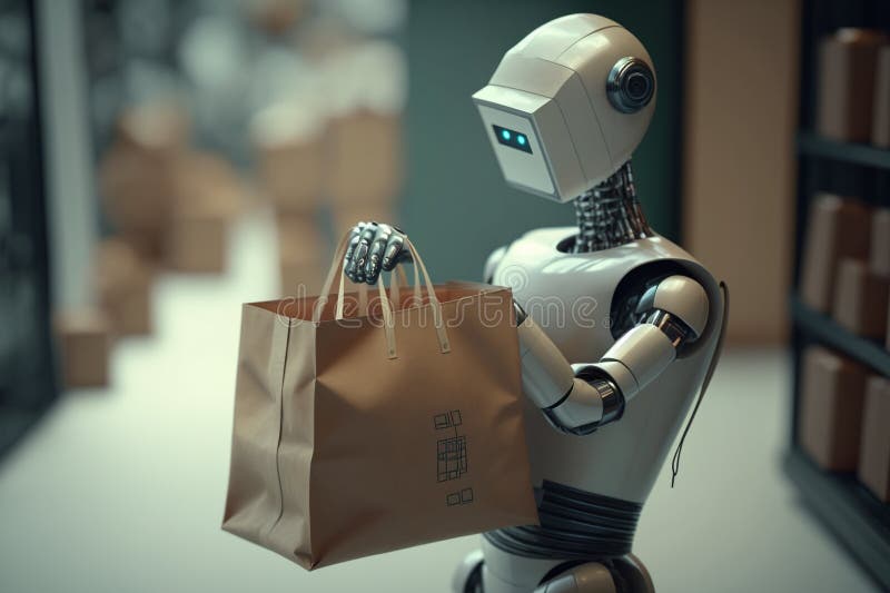 Artificial Inteligence Robot, Smart Robot Helping Humans with Shopping ...