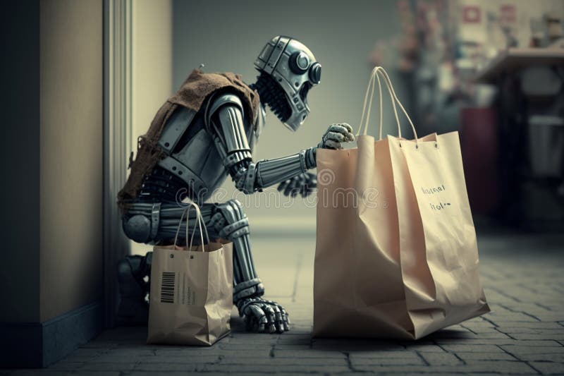 Artificial Inteligence Robot, Smart Robot Helping Humans with Shopping ...