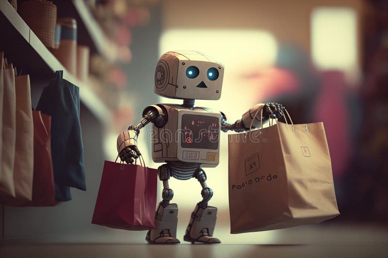Artificial Inteligence Robot, Smart Robot Helping Humans with Shopping ...