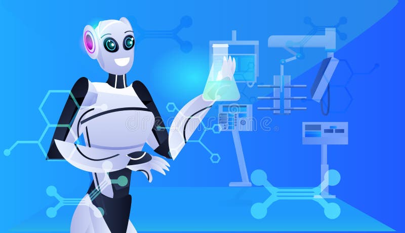Robot Chemist with Test Tubes Making Chemical Experiment in Lab ...