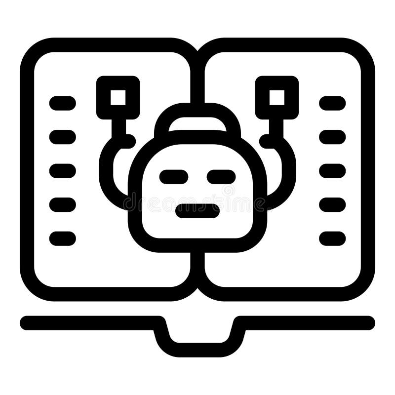 Robot Holding Two Plugs Over Open Book Icon Stock Illustration ...