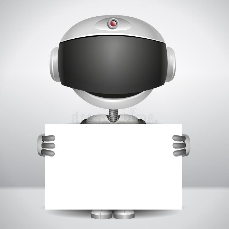 Robot holding white paper stock vector. Illustration of character ...