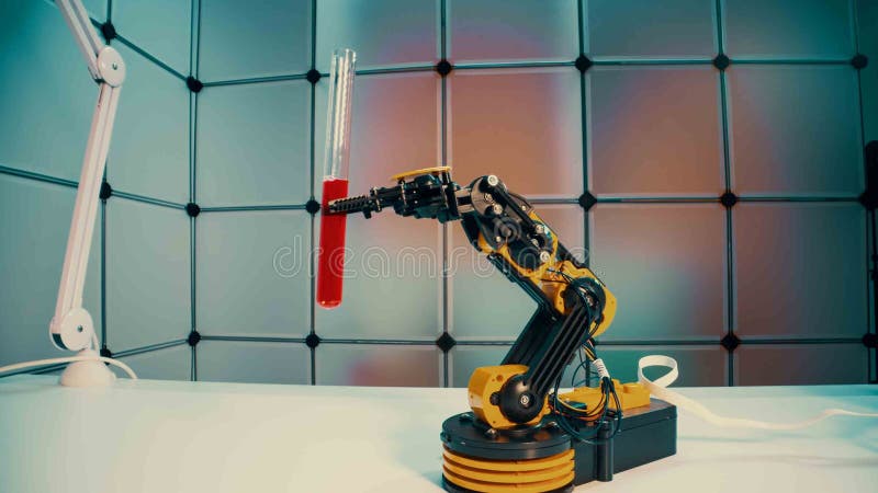 A Robot Holds a Sample of a Chemical Substance Stock Photo - Image of ...